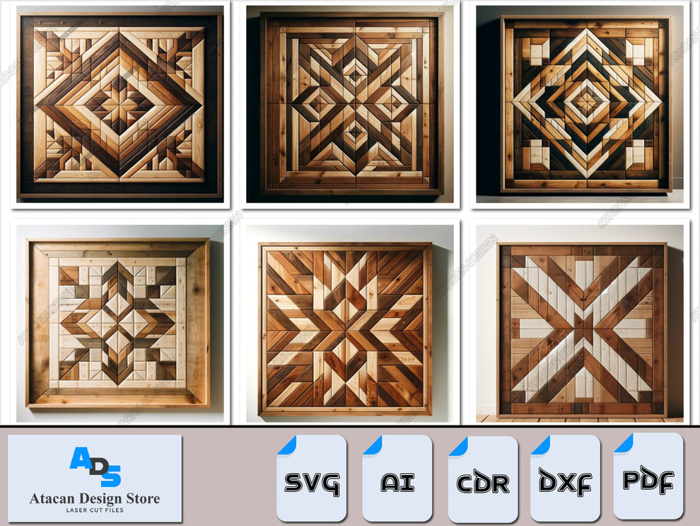 Rustic Charm Barn Quilt Patterns Bundle - Premium Svg, Dxf ,Pdf, Ai ...