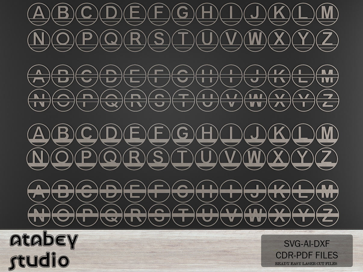 Personalized Monogram Split Letters - Custom Round Frame Name Signs wi ...