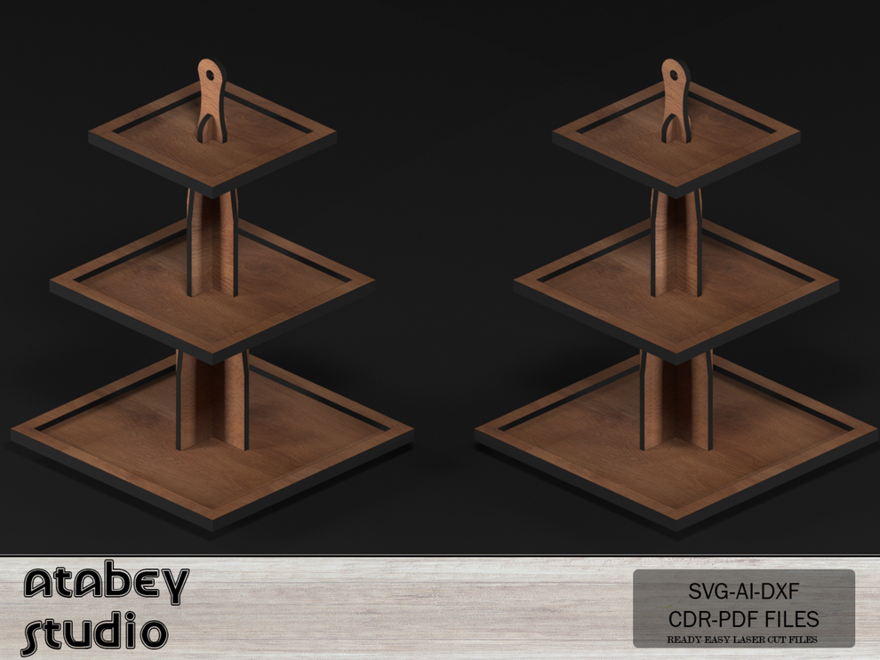 DIY Wooden Three Tier Tray - Laser Cut Square and Round Cake Stand for ...