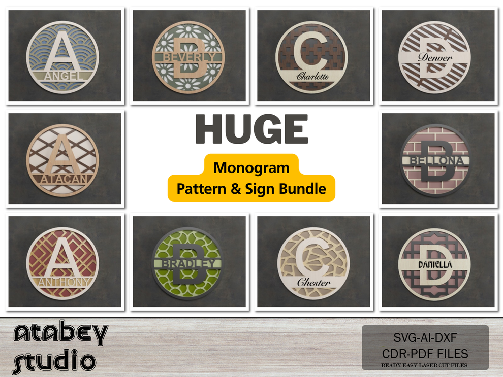 Personalized Monogram Split Letters - Custom Round Frame Name Signs wi ...