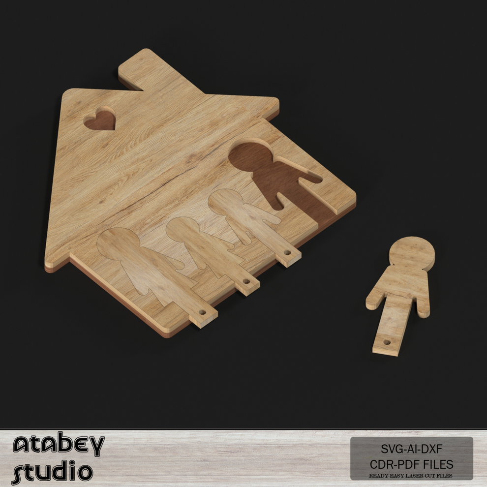 Custom Family Key Holders - Wall Keychain Set with Kids and Parents ...