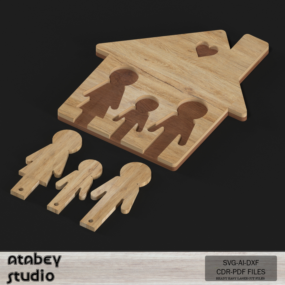 Custom Family Key Holders - Wall Keychain Set with Kids and Parents ...