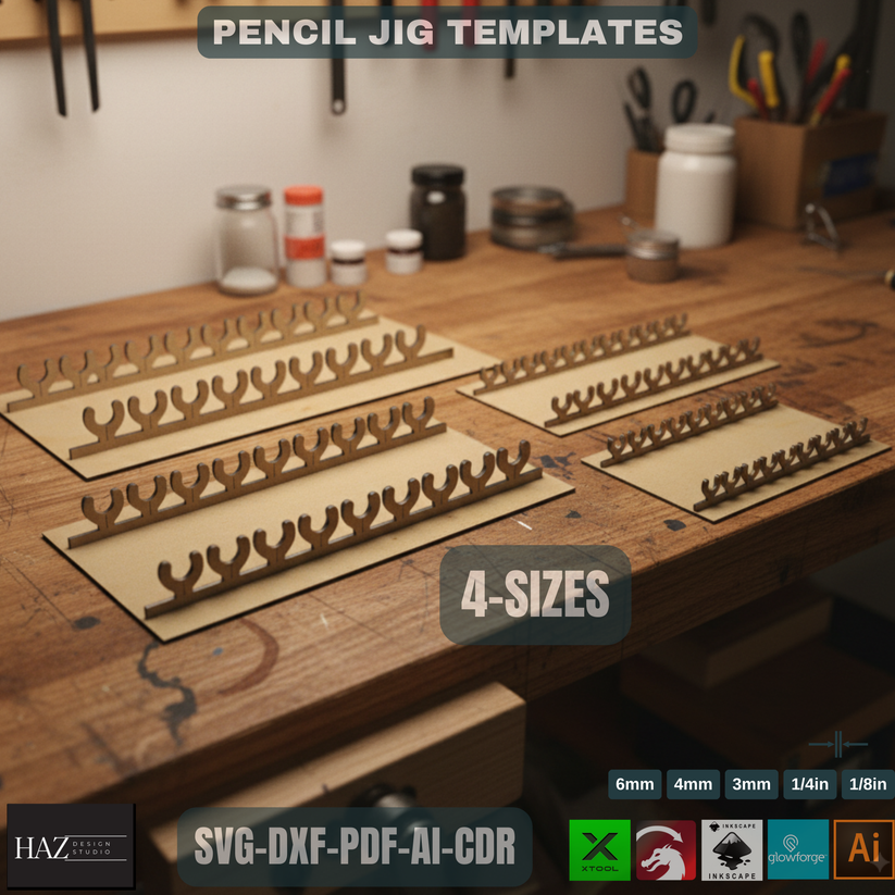 Laser Ready Pencil Jig Template - Jig for Pens - Laser Cut Template SV ...