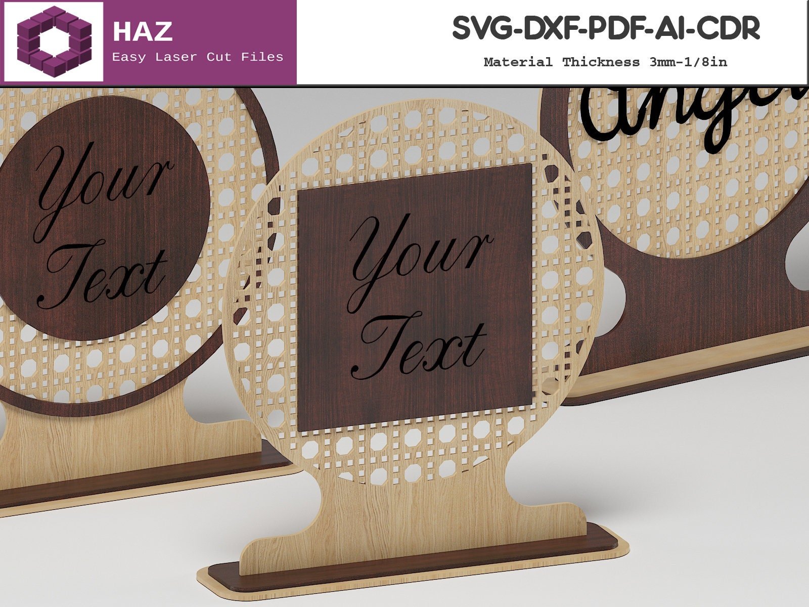 Wood Rattan Cane Pattern Signs Boho Design Atacandesignstore