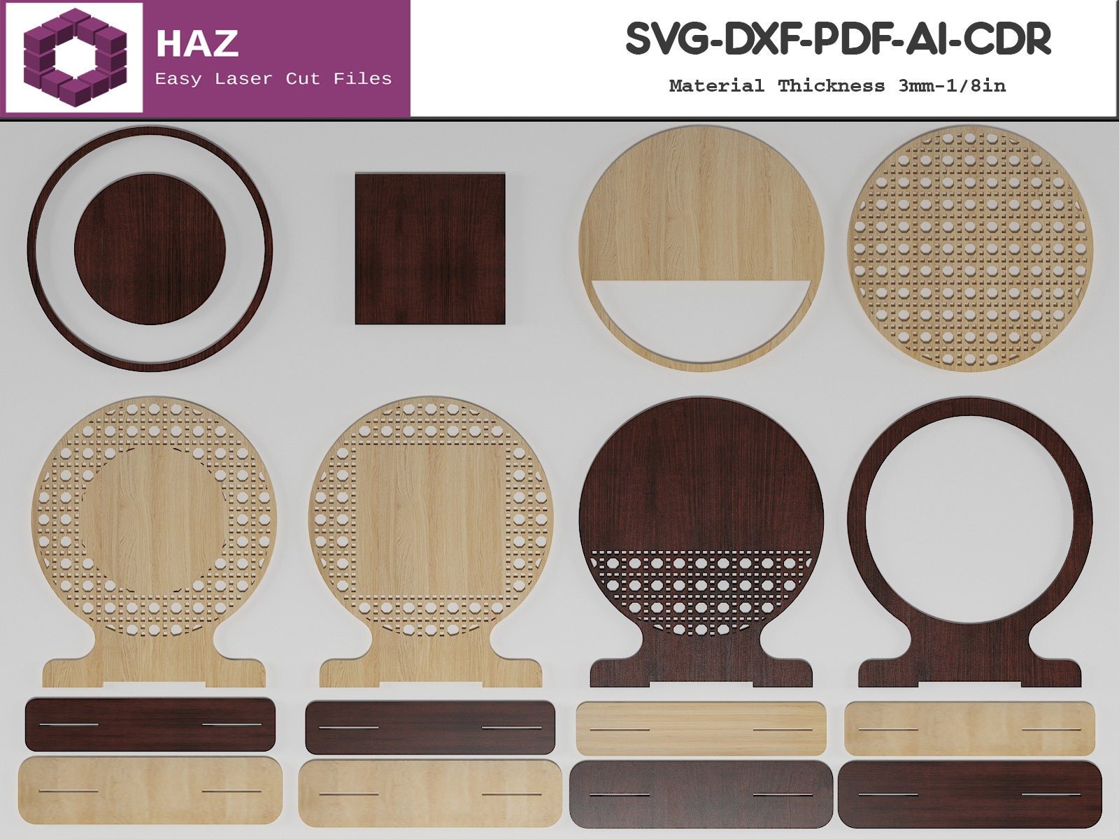 Wood Rattan Cane Pattern Signs Boho Design Atacandesignstore