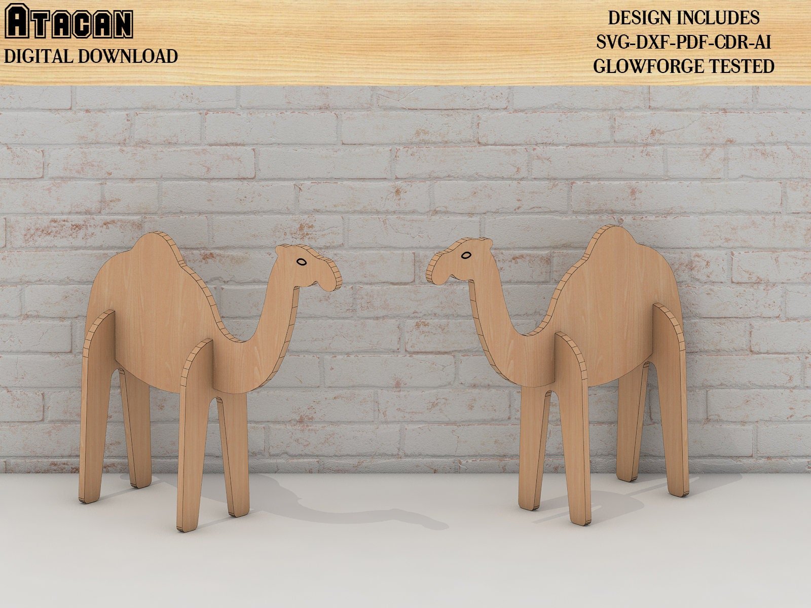 3d Camel Puzzle Laser Cut Camel Animal Shape, SVG, DXF, CDR, vector pl – atacandesignstore