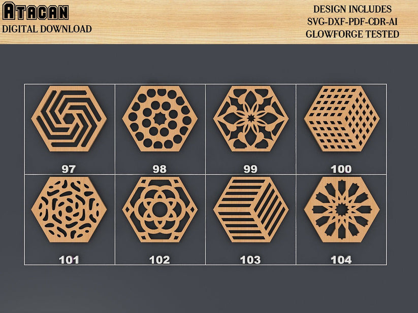 40 Drink Coasters SVG Laser cut files, Wall Decor vector files, CNC La ...