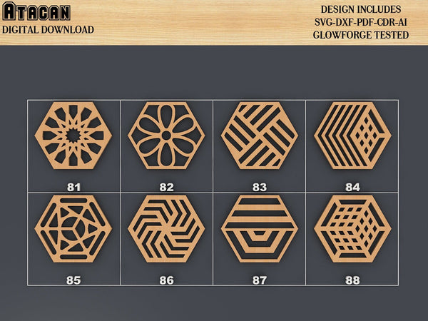 40 Drink Coasters SVG Laser cut files, Wall Decor vector files, CNC La ...