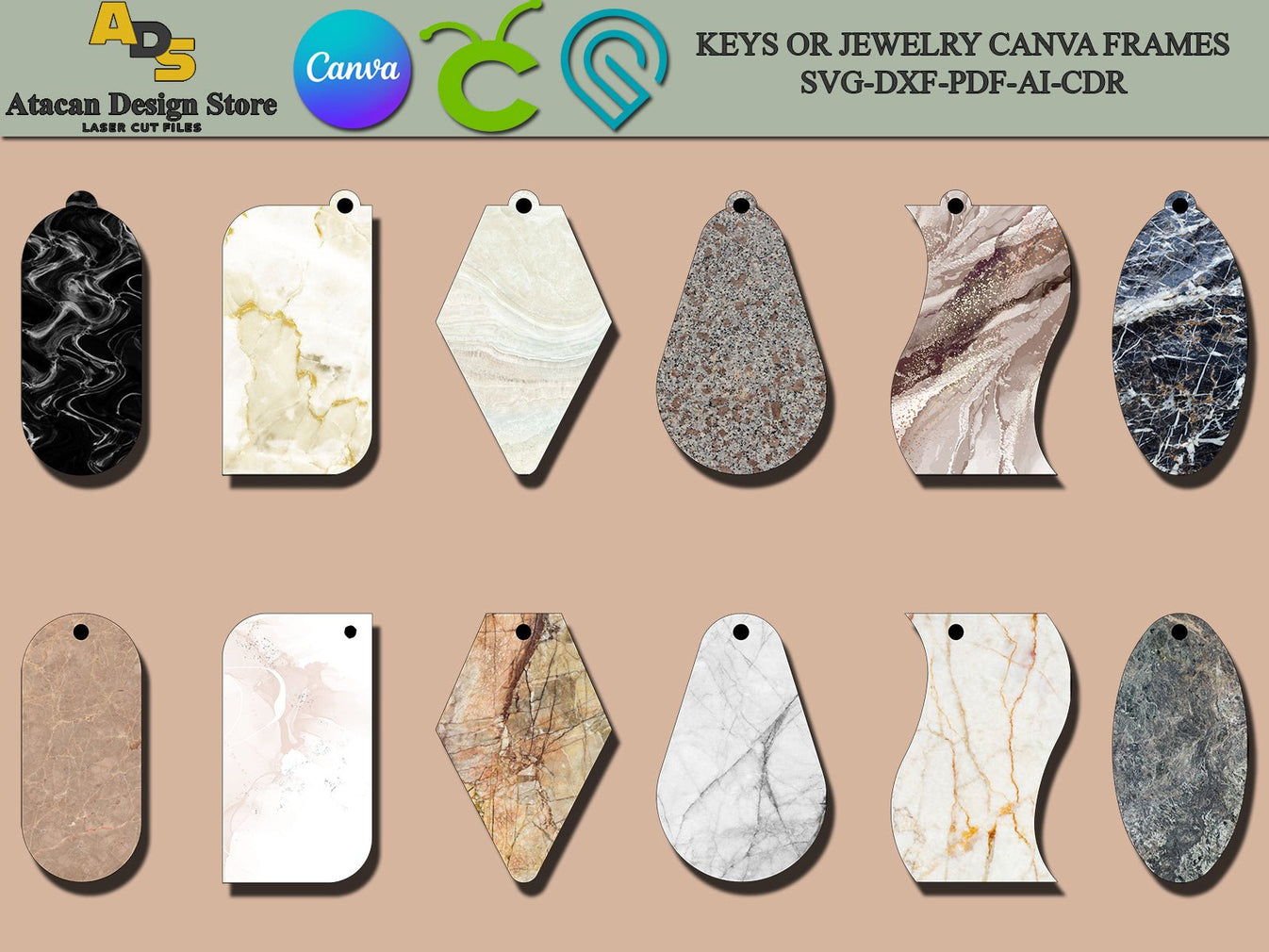 Acrylic Keychains Mockup for Canva / Keychain Canva Frames / Easy Keyr ...