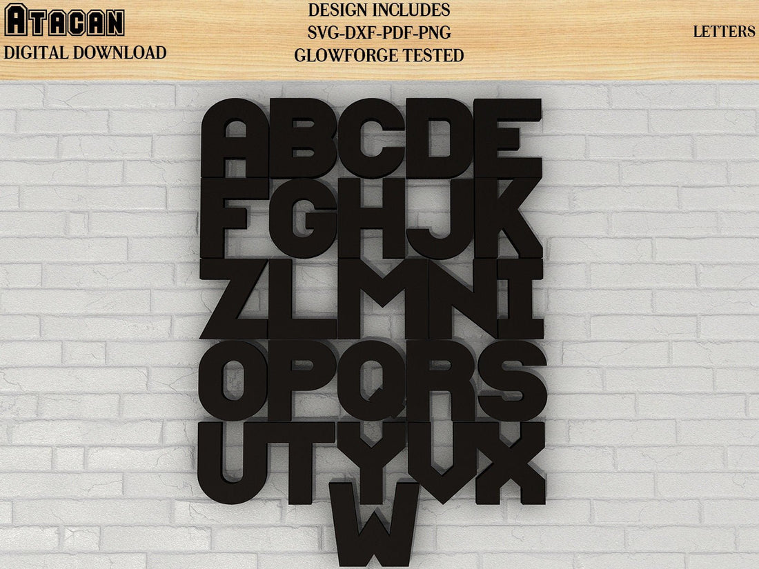 Alphabet Text Font Letters SVG Laser Cut files / Home Letters / glowfo ...
