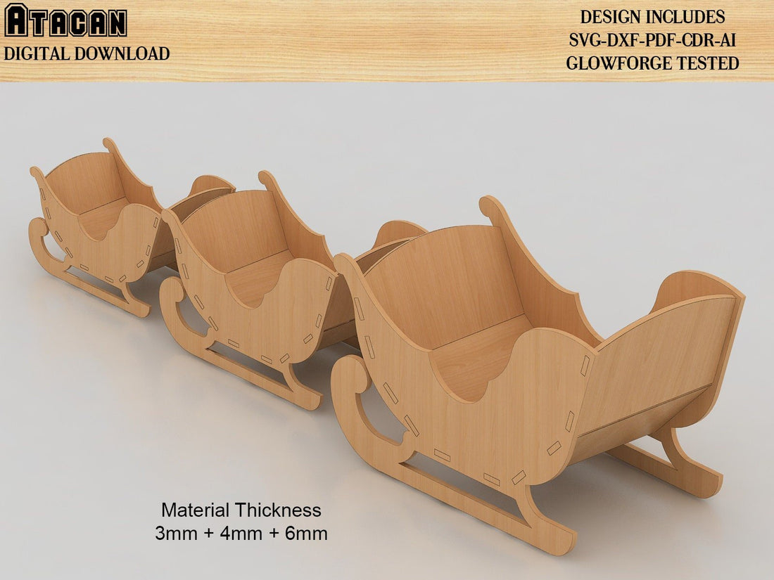 Christmas Decoration Sleighs Design / 3D Santa Sleigh / New Year gift ...