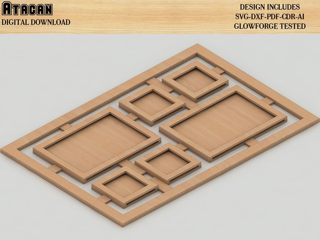 Collage Rectangle Frames laser svg cut files, Wall Picture Album Svg d ...