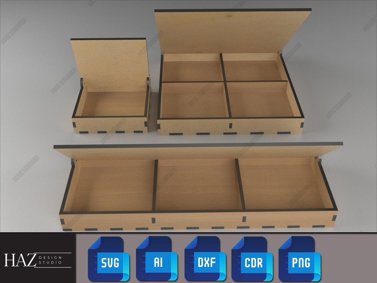 Divided Boxes With Lid - Multipurpose Jewelry and Storage Box - Laser ...