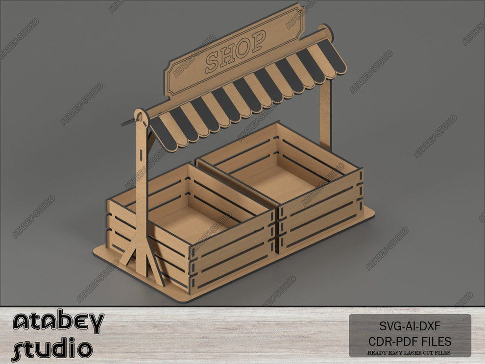 DIY Laser Cut Candy Shop Stand and Boxes - Plywood Display Stand Desig ...