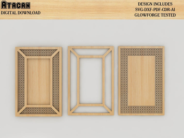 Frame Cut Files / Laser Cut File / Rattan Pattern SVG / Wicker Pattern ...