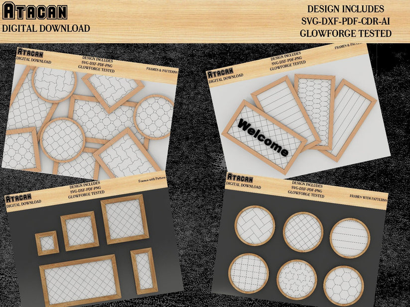 Frames Bundle / Herringbone, Honeycomb, Subway Tile, Diamond pattern ...