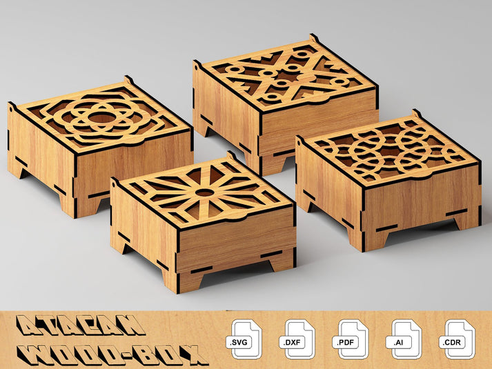 Gift Box Set Laser Cut Files / Coaster Boxes with Flip lid / Jewelry B ...