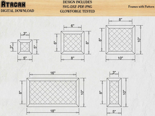 Glowforge SVG File / Circle rectangle square frames / Score Lines / Fa ...
