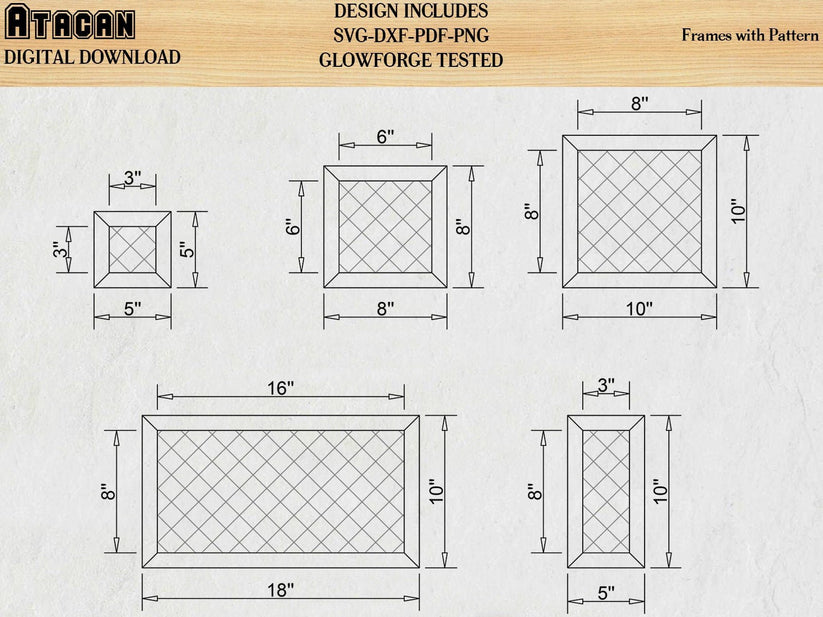 Glowforge SVG File / Circle rectangle square frames / Score Lines / Fa ...