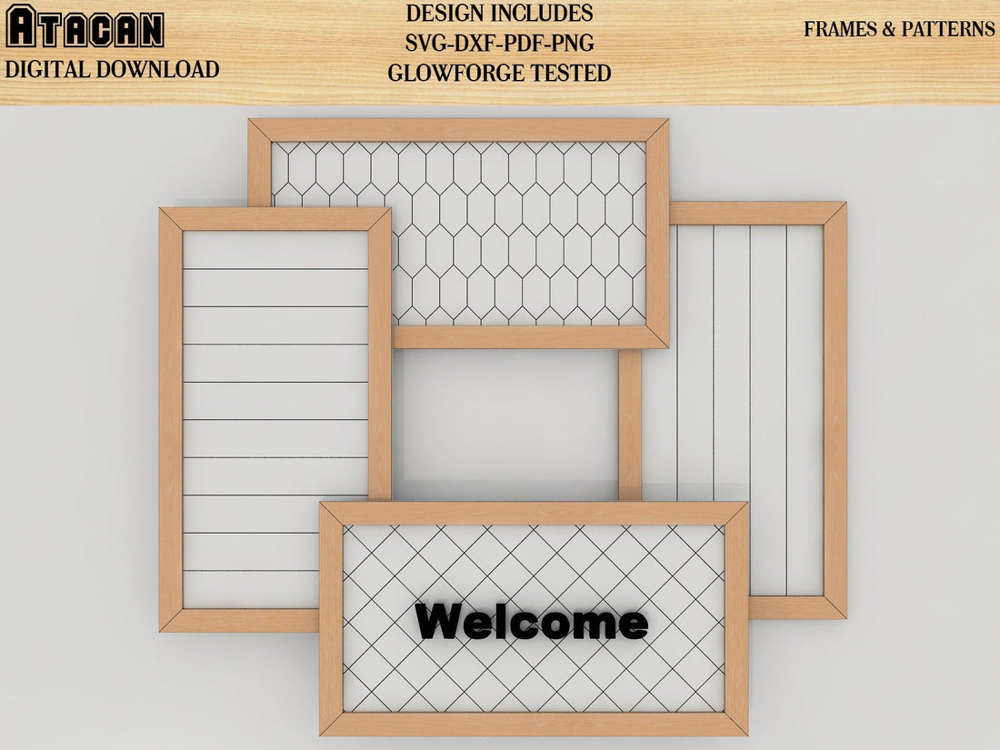 Glowforge SVG File / Circle rectangle square frames / Score Lines / Fa ...