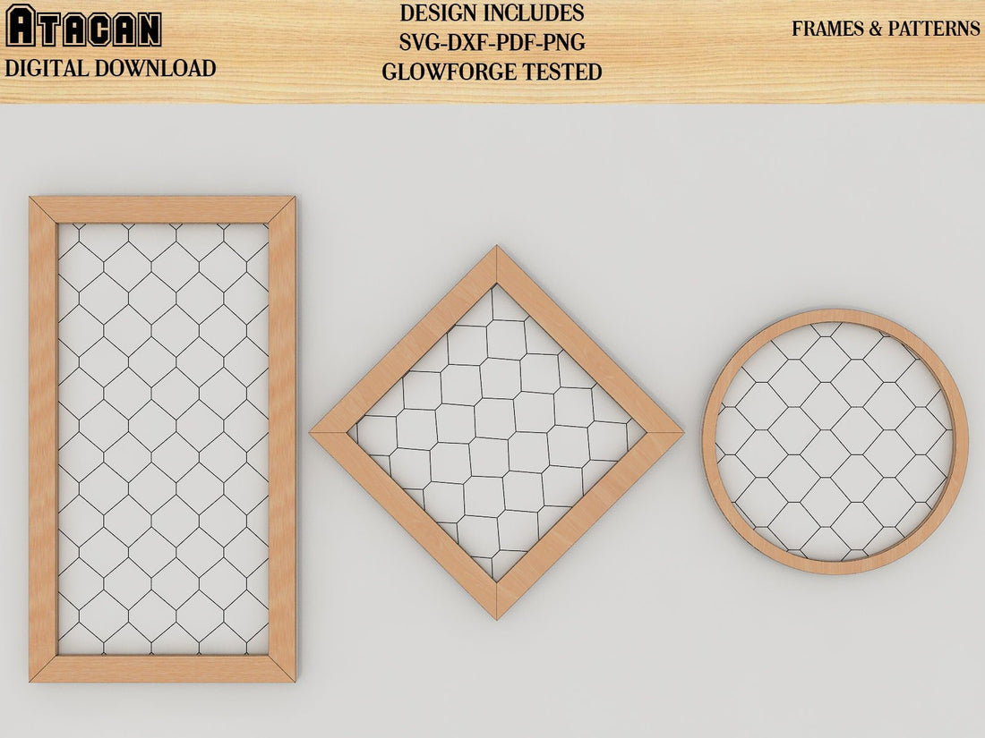 Glowforge SVG File / Circle rectangle square frames / Score Lines / Fa ...