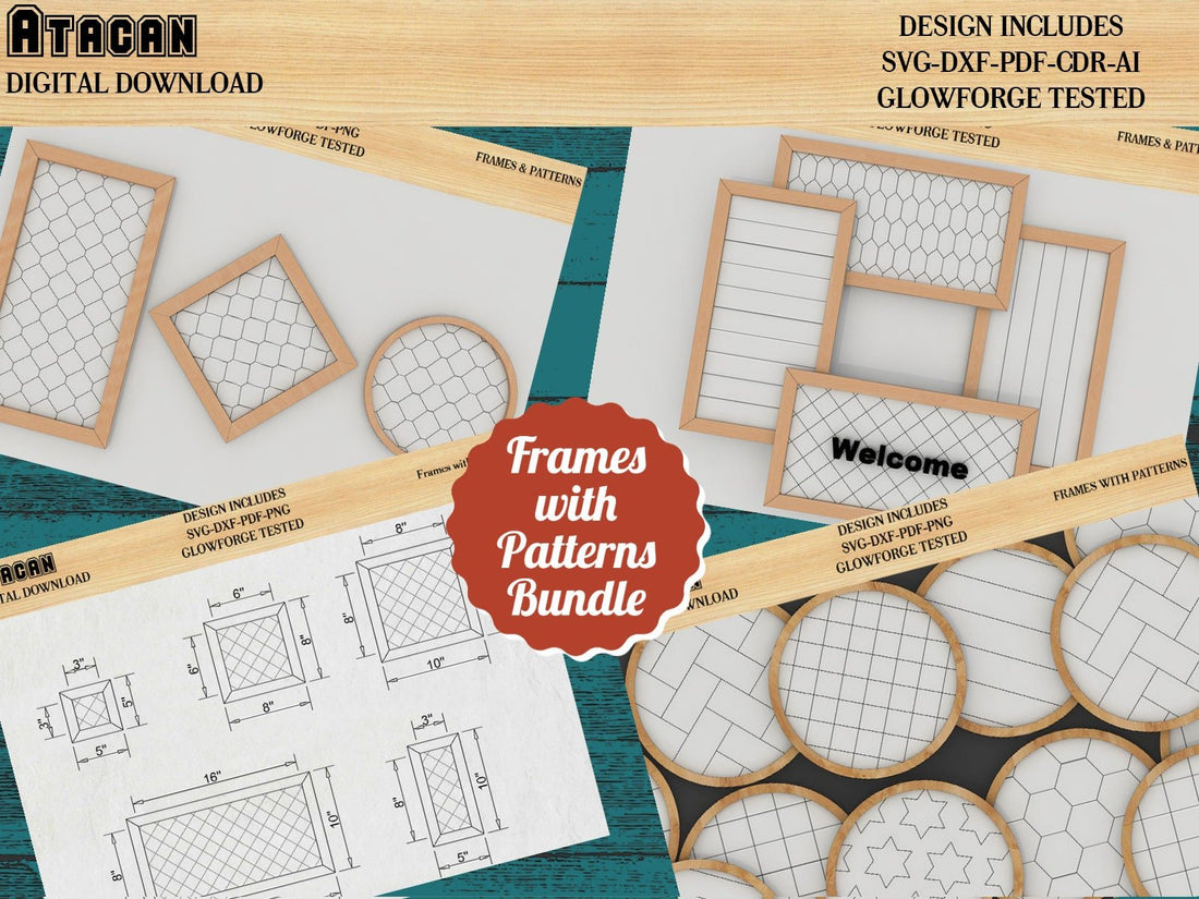 Glowforge SVG File / Circle rectangle square frames / Score Lines / Fa ...