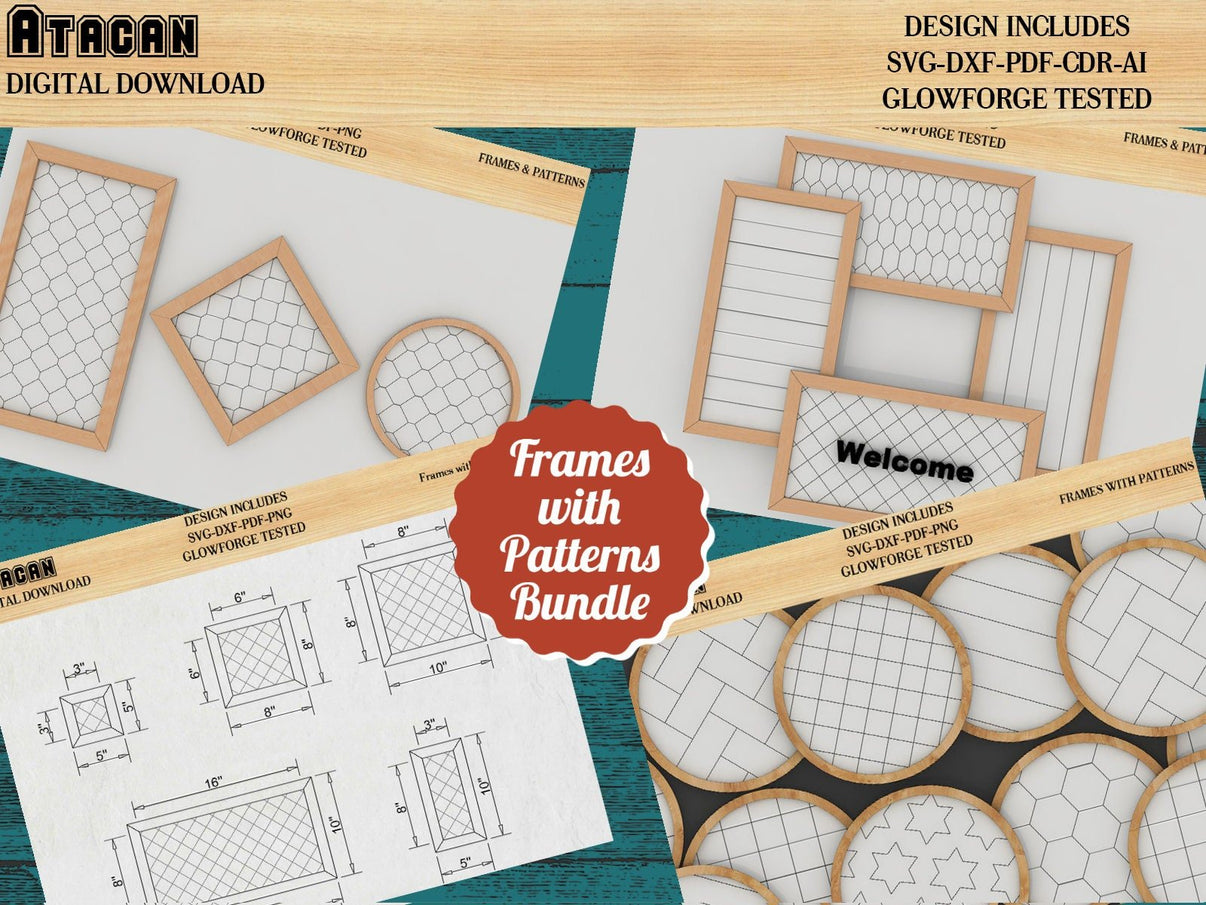 Glowforge SVG File / Circle rectangle square frames / Score Lines / Fa ...