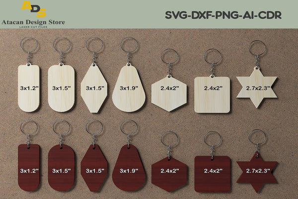 Keychain Cutting Templates / Laser Cut Keychain Plans / DXF SVG CDR Ai ...