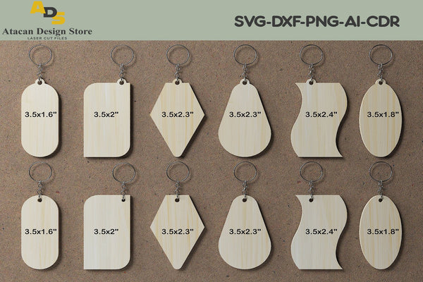 Keychain Cutting Templates / Laser Cut Keychain Plans / DXF SVG CDR Ai ...