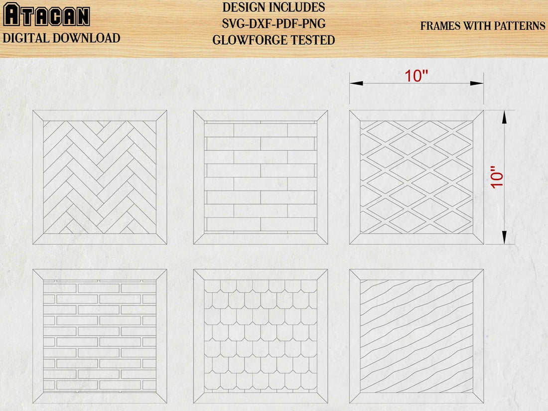Patterns for Glowforge svg Herringbone Diamond Tile Brick Roof and Woo ...