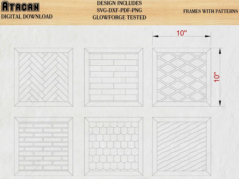 Patterns for Glowforge svg Herringbone Diamond Tile Brick Roof and Woo ...