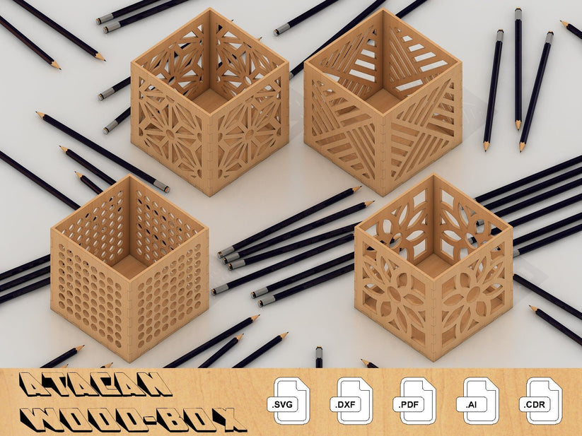 Pen boxes 4 different design for cnc laser cut files - cricut glowforg ...