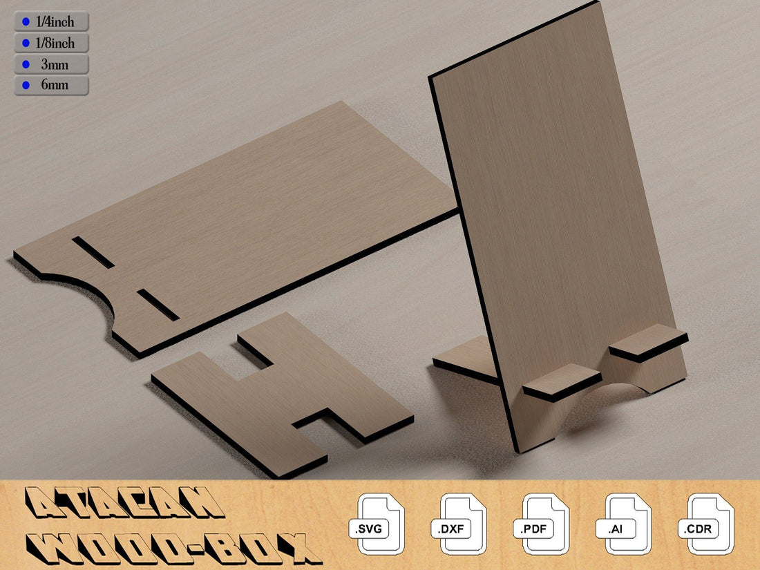 Phone Stand Laser cut file / Phone holder SVG file / Wooden Display St ...