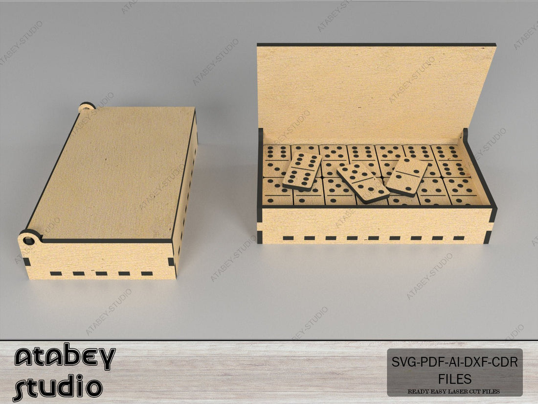 Portable Travel Domino Board Game Set / Laser Cut Dominoes Box / Wood ...