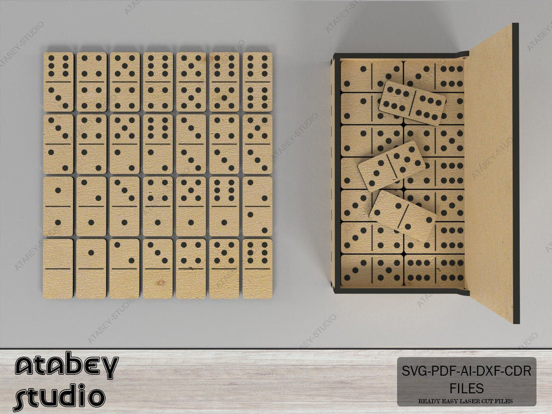 Portable Travel Domino Board Game Set / Laser Cut Dominoes Box / Wood ...