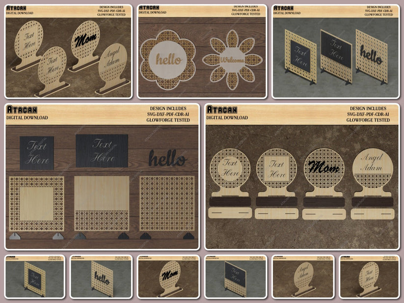 Rattan Cane Sign Backer Bundle / Rattan Cane Round shape Laser Cut Fil ...