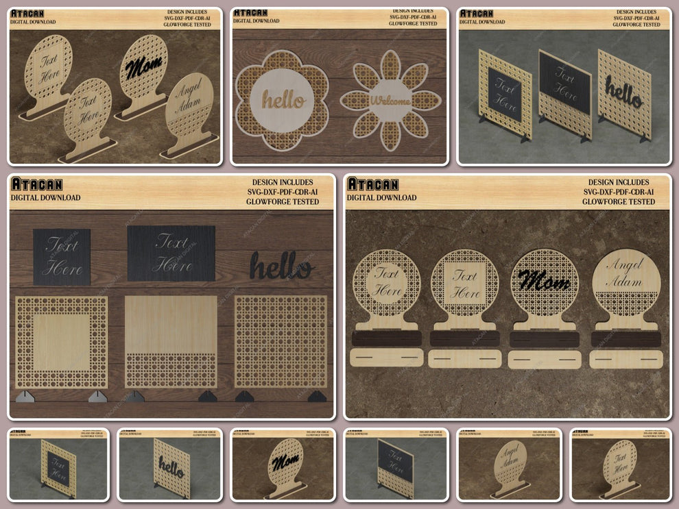 Rattan Cane Sign Backer Bundle / Rattan Cane Round shape Laser Cut Fil ...