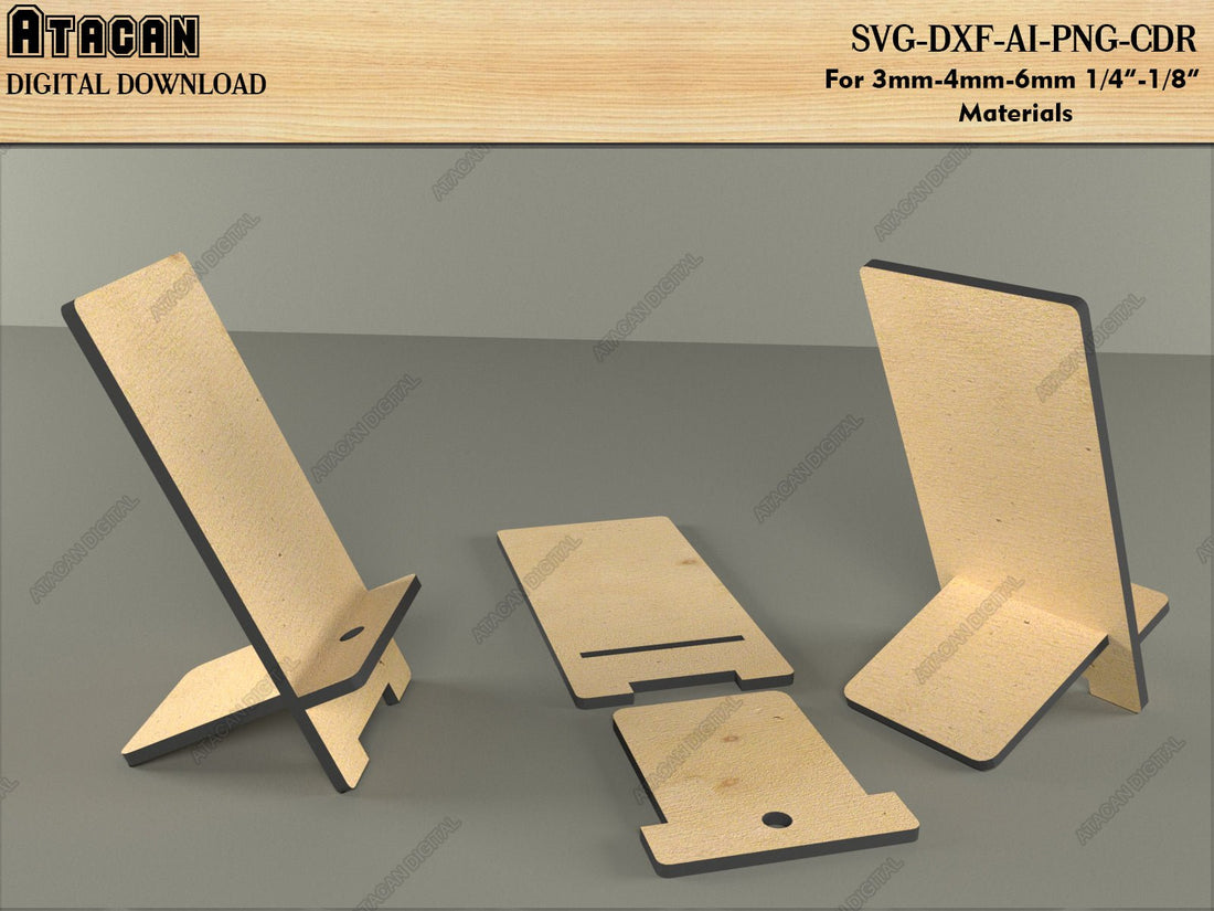 Simple Laser Cut Phone Stand SVG / Easy Assembly & Stylish Display / I ...