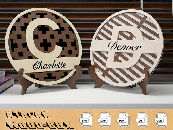 Split Monogram A-Z / Customizable Name Sign / Personalized Family Name ...