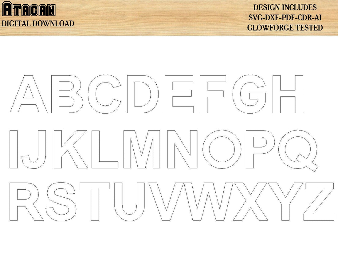 Uppercase Standart Alphabet Includes A through Z Svg-Dxf-Ai-Cdr format ...