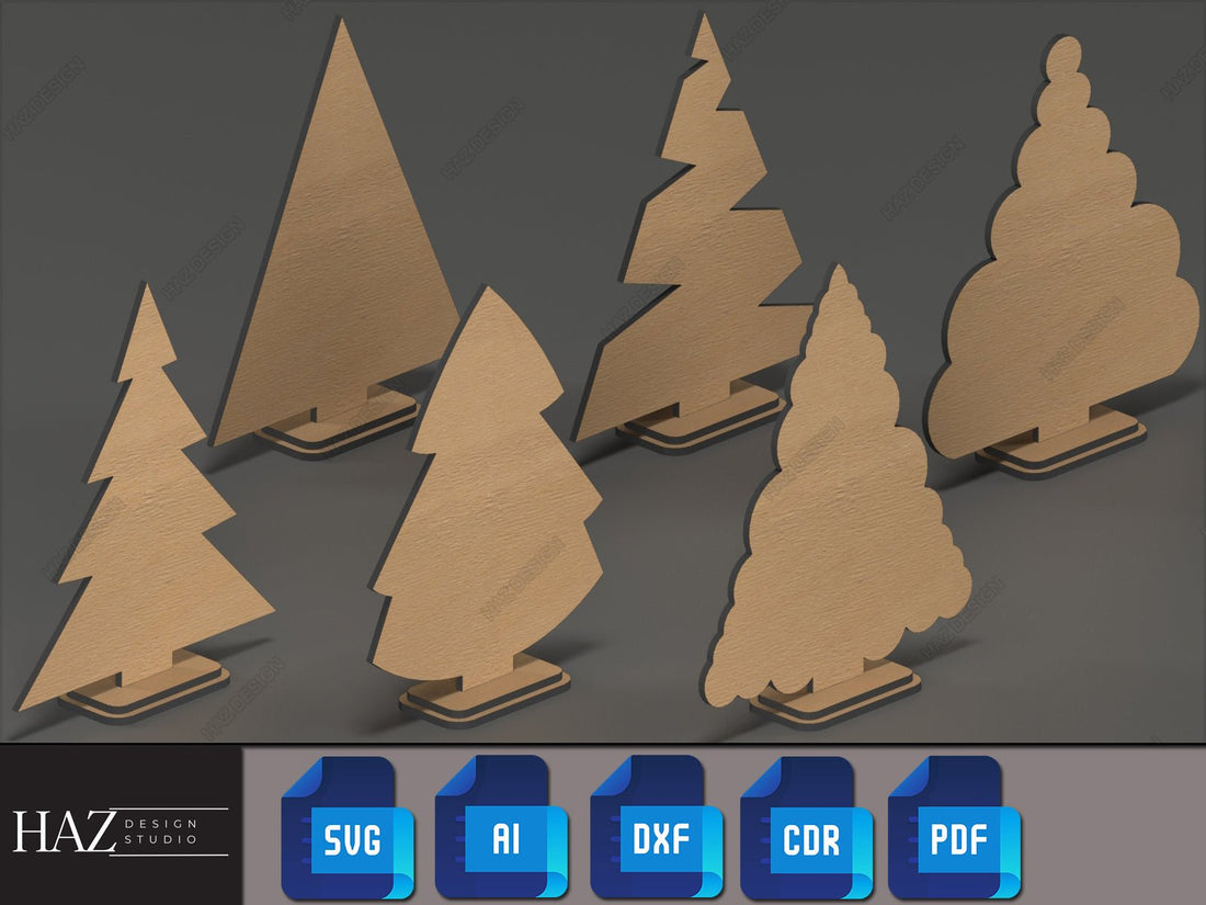 Wood Christmas Tree SVG Collection - Pine Trees Laser Cut Files ...