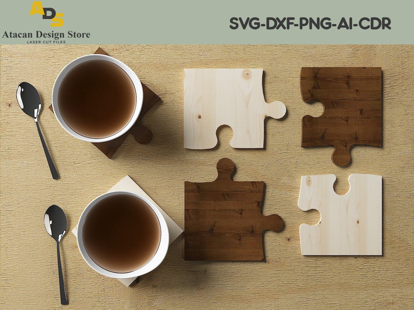 Wooden Jigsaw Puzzle 4 Piece Coasters / Jigsaw Coaster Set / Personali ...